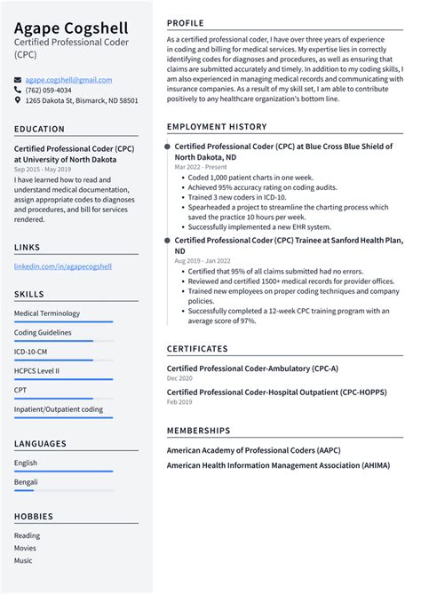 Medical Coder Resume Example And Writing Guide Resumelawyer