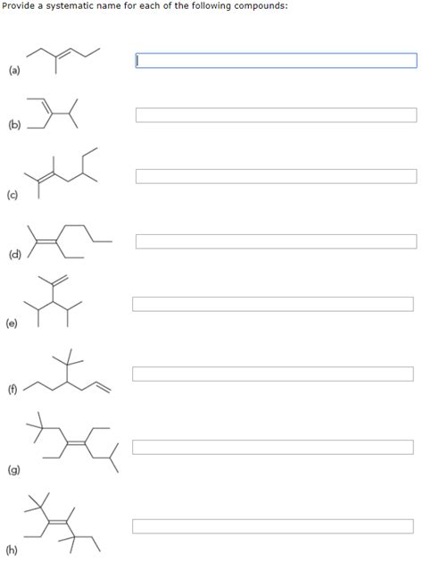 Solved Provide A Systematic Name For Each Of The Following