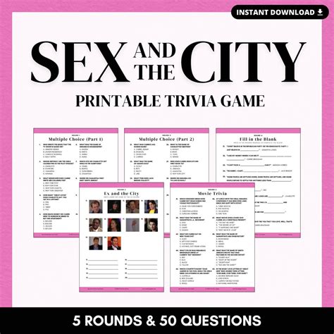 Sex And The City Printable Trivia Game 5 Rounds Perfect Party Game