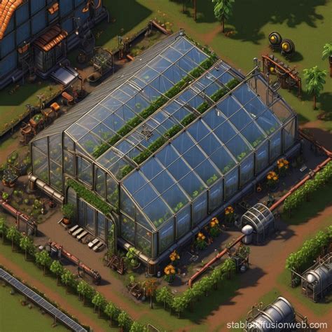 Factorio Style Greenhouse Stable Diffusion Online