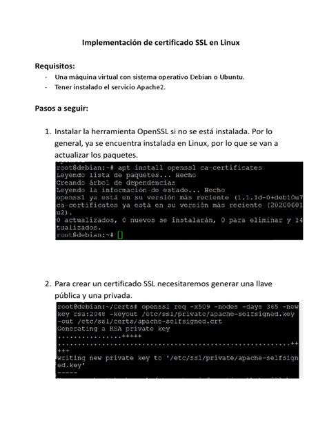 Implementación De Certificado Ssl En Linux Pdf Transport Layer