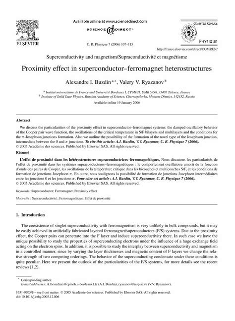 Pdf Proximity Effect In Superconductor Ferromagnet Heterostructures Dokumen Tips
