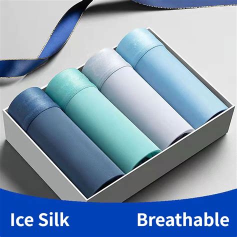 Ecmln Men Ice Silk Underwear Seamless Breathable Sexy Underpants Boxer