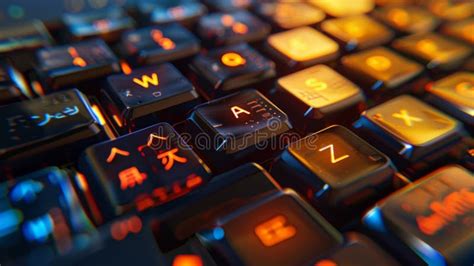 Black Keyboard With Backlit Keys Glowing In The Dark Stock Image