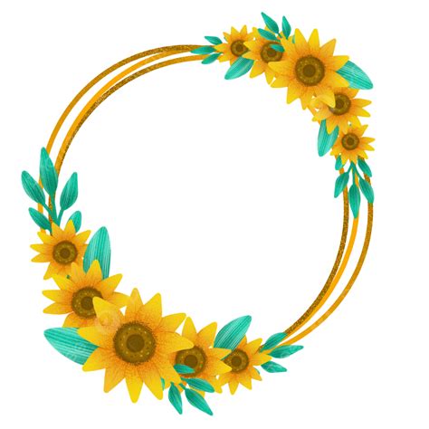 꽃 화환 해바라기 삽화 해바라기 해바라기 테두리 Png 일러스트 및 Psd 이미지 무료 다운로드 Pngtree