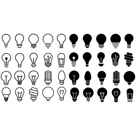 Light Bulb Icon Vector Set Light Illustration Sign Collection Electricity Symbol