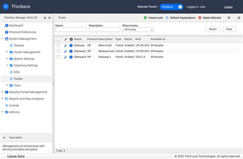 Trunks Thirdlane Platform Documentation Trunks Thirdlane Platform Documentation
