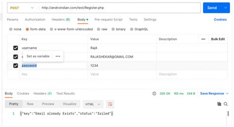 Retrofit Using Form Data Androindian