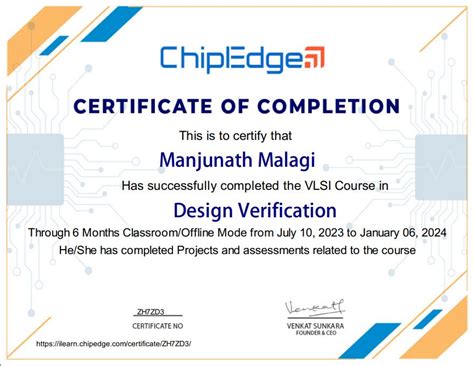Manjunath Malagi On Linkedin Certificate Verilog Systemverilog Uvm