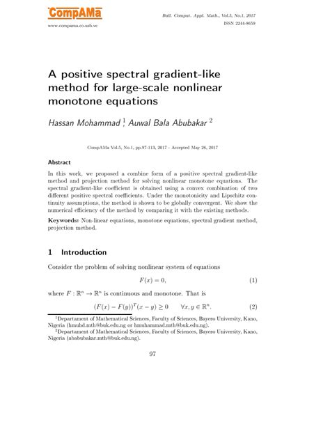Pdf A Positive Spectral Gradient Like Method For Large Scale