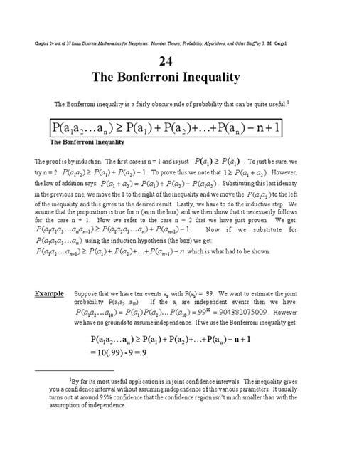 24 Bonferroni Inequality Pdf Confidence Interval Inequality