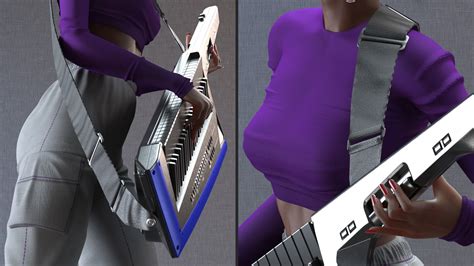 Woman With Keytar 3d Model 179 3ds Blend C4d Fbx Max Ma Lxo Obj Gltf Upk