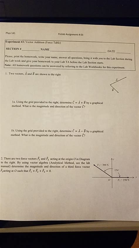 Solved Phys Prelab Assignment Experiment Vector Chegg