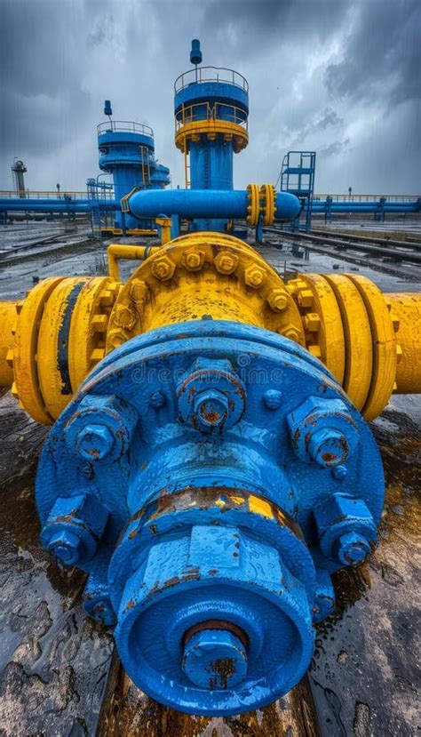 Detailed View Of Pipeline And Support Structure In Industrial Facility For Petrochemical