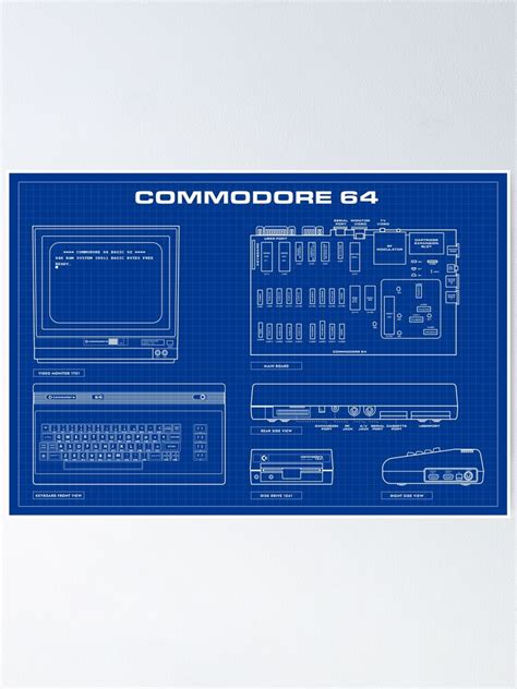 Commodore 64 Blueprint Poster For Sale By Bgalaxy Redbubble