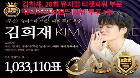 김희재 20회 뮤지컬 티켓파워 부문 슈퍼스타 브랜드 파워 투표 1위 Youtube