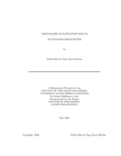 Vision Based 3d Navigation For An Autonomous Helicopter