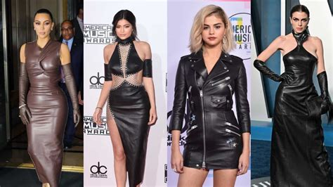 See All Celebrities In Leather Dress Youtube