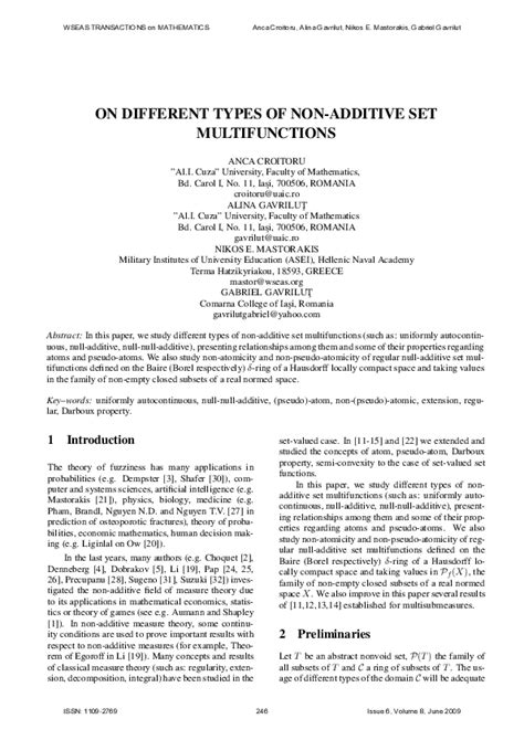 Pdf On Different Types Of Non Additive Set Multifunctions