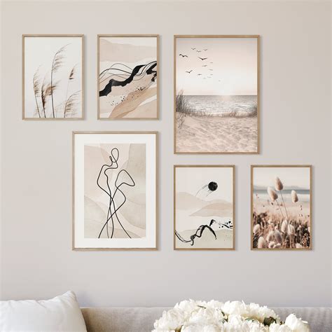 Abstrakt Natur Beige Poster Set Beruhigende Stilvolle Motive FÜr