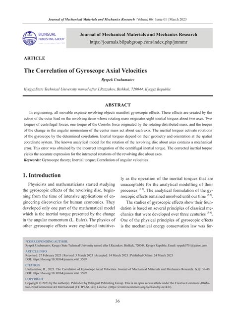 Pdf The Correlation Of Gyroscope Axial Velocities