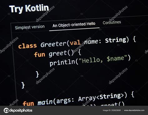Kotlin Programming Language Piece Code Screen Kotlin Modern Popular