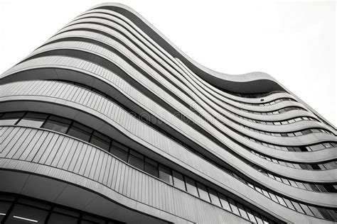 Smooth Architecture Building Waves Black White Stock Illustration