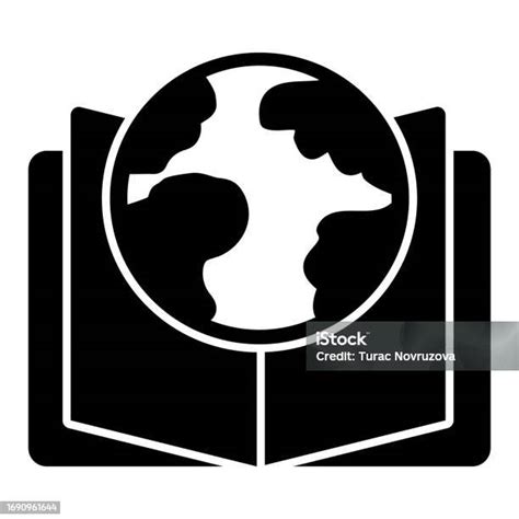책을 펼치고 행성 지구의 단단한 아이콘 온라인 교육 개념 흰색 배경에 글로벌 교육 표지판 모바일 웹 디자인을 위한 문자 모양으로 된 책과 지구본 아이콘 벡터 그래픽 0명에