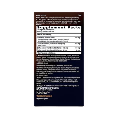Slimvance Xp Metabolism Igniter 120 Capsules Bodydynamix Fat Burner