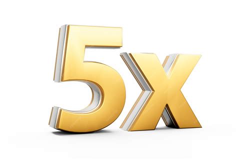 Golden Shiny 5x Symbol Five X Icon For Advertising And Dynamic Sales