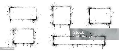 스프레이 페인트 낙서 프레임 텍스트 상자에 검은 색 위에 검은 색으로 스텐실 테두리 흰색 배경에 고립되어 있습니다 벡터 일러스트