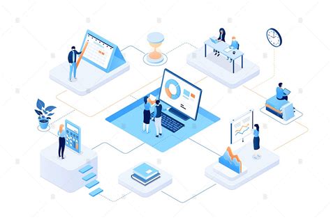 数据分析主题彩色等距矢量懒人图库精选概念插画 Data Analysis Colorful Isometric Illustration