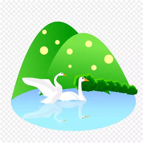 矢量手绘春季白天鹅游泳场景PNG图片素材下载 图片编号ylbwegzy 免抠素材网