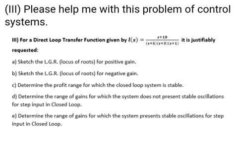 Solved Control System Can You Help Me Solve This Problem Chegg