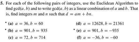Solved For Each Of The Following Pairs Of Integers Use Chegg