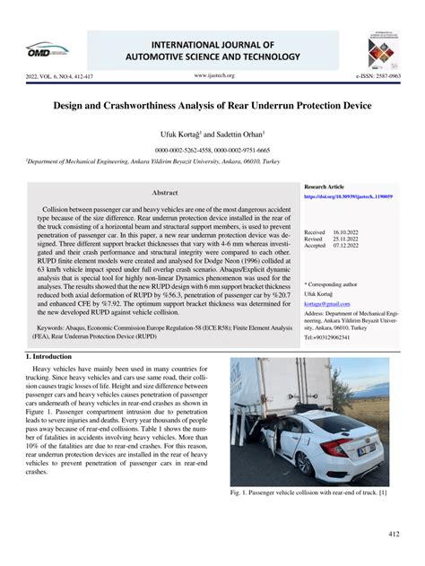 pdf design and crashworthiness analysis of rear underrun protection