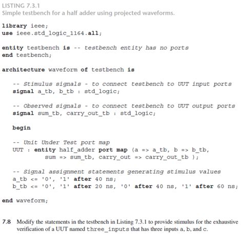 Solved Simple Testbench For A Half Adder Using Projected