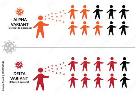 Covid 19 Alpha And Delta Variant Comparison Infographic Stock Vector