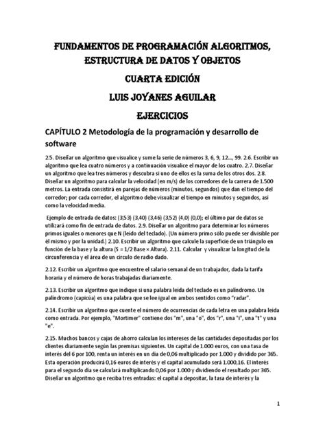 Ejercicios Luis Joyanes Pdf Algoritmos Programa De Computadora