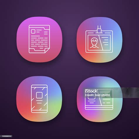 비즈니스 오피스 용품 앱 아이콘 세트 Ui Ux 사용자 인터페이스 웹 또는 모바일 응용 프로그램입니다 사업가 도구 벡터 고립 된