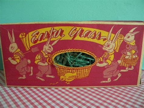 Vintage Unused Box Of Easter Grass Bunny Rabbits Chicks And Etsy