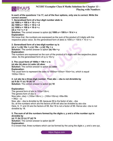 NCERT Exemplar Class NCERT Exemplar Maths Solutions Chapter Playing With Numbers