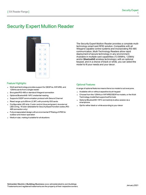 Security Expert Mullion Reader Pdf Bluetooth Electronics
