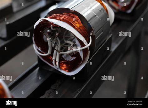 Stator With Copper Coil On Assembly Line Of Semi Automated Manual Production Stock Photo Alamy