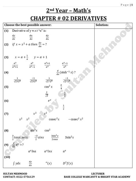 2nd Year Math Objective Pdf Mathematical Relations Mathematical Analysis