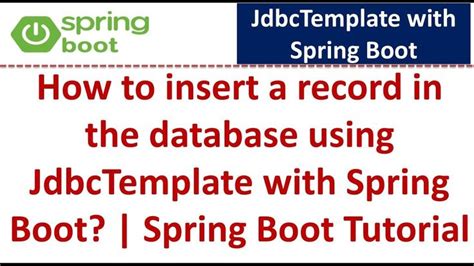 Inserting Data Into A Database Using Jdbctemplate And Spring Boot Spring Boot Tutorial