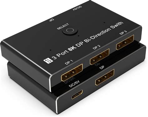 DP 1 4 Switch 8K 30Hz Splitter Bidirectional Display Port Switcher Box 3 In 1 Out 1 In 3 Out