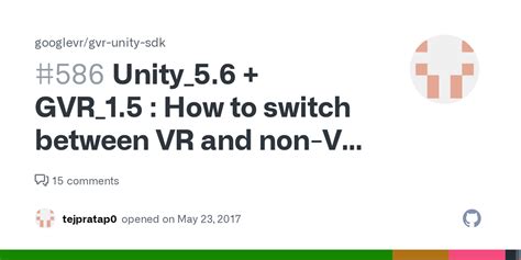 Unity 5 6 GVR 1 5 How To Switch Between VR And Non VR Mode Issue