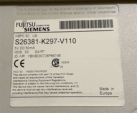Fujitsu Siemens Keyboard Ps2 Kbpc S2 S26381 K297 V110 Radiology