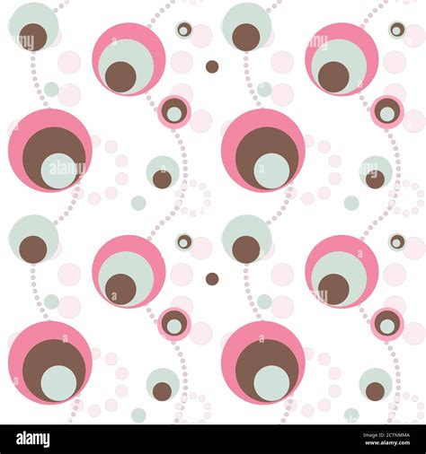 Abstract Pink And Green Pastel Retro Style Circles Geometric Modern Dot Ornament Vector